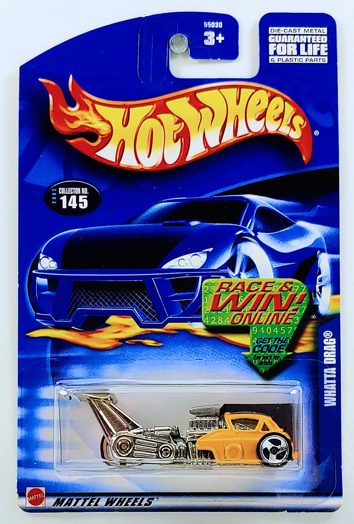 Hot Wheels 2002 - Collector # 145/240 - Whatta Drag - Yellow - 3 Spoke ...