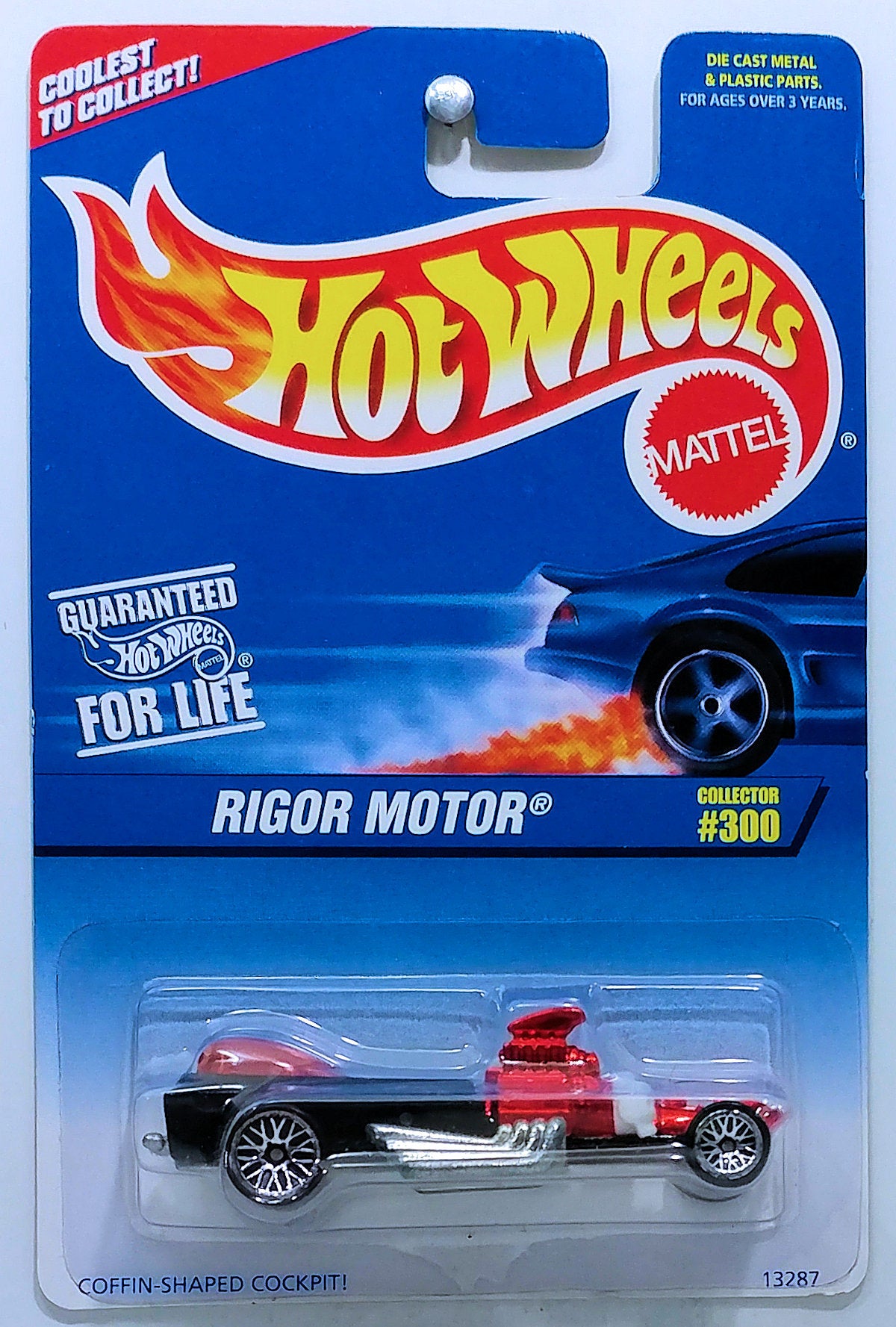 Hot Wheels 1997 - Collector # 300 - Rigor Motor - Black - Red Chrome M ...